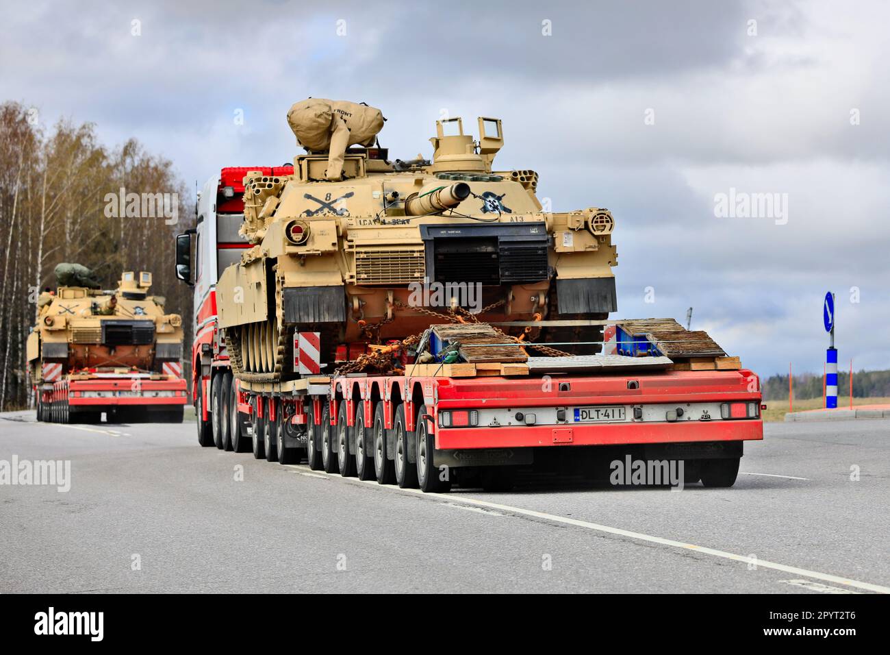 Exceptional load transport of American M1 Abrams military tank in ...