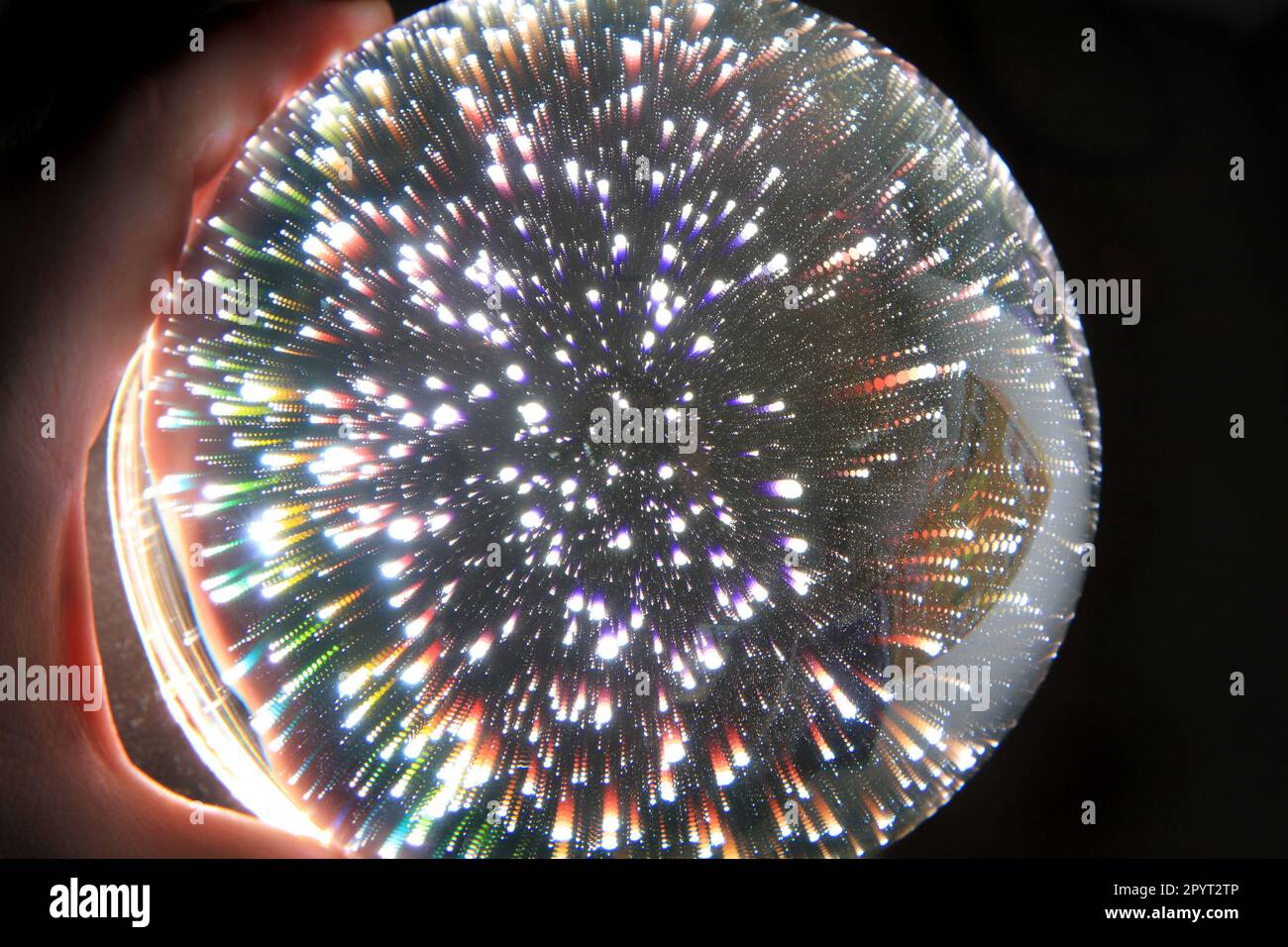 light magical sphere in human hand in the night Stock Photo - Alamy