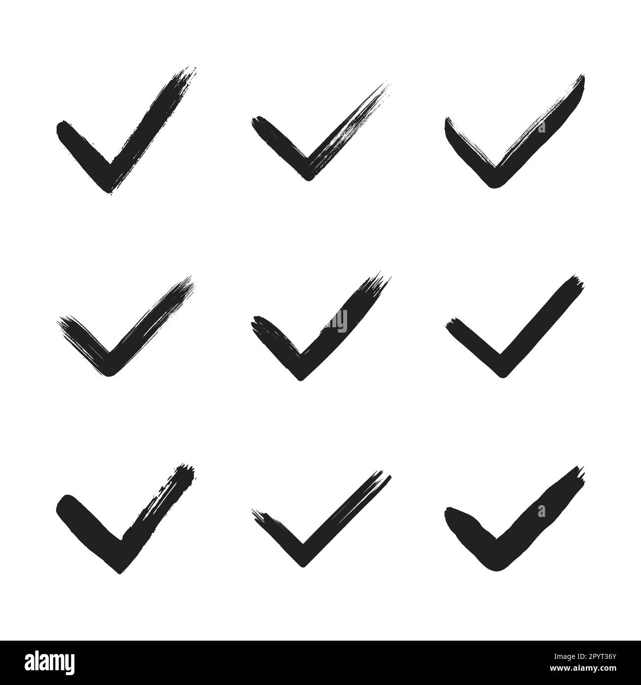 Dirty grunge hand drawn tick v with brush strokes vector illustration ...