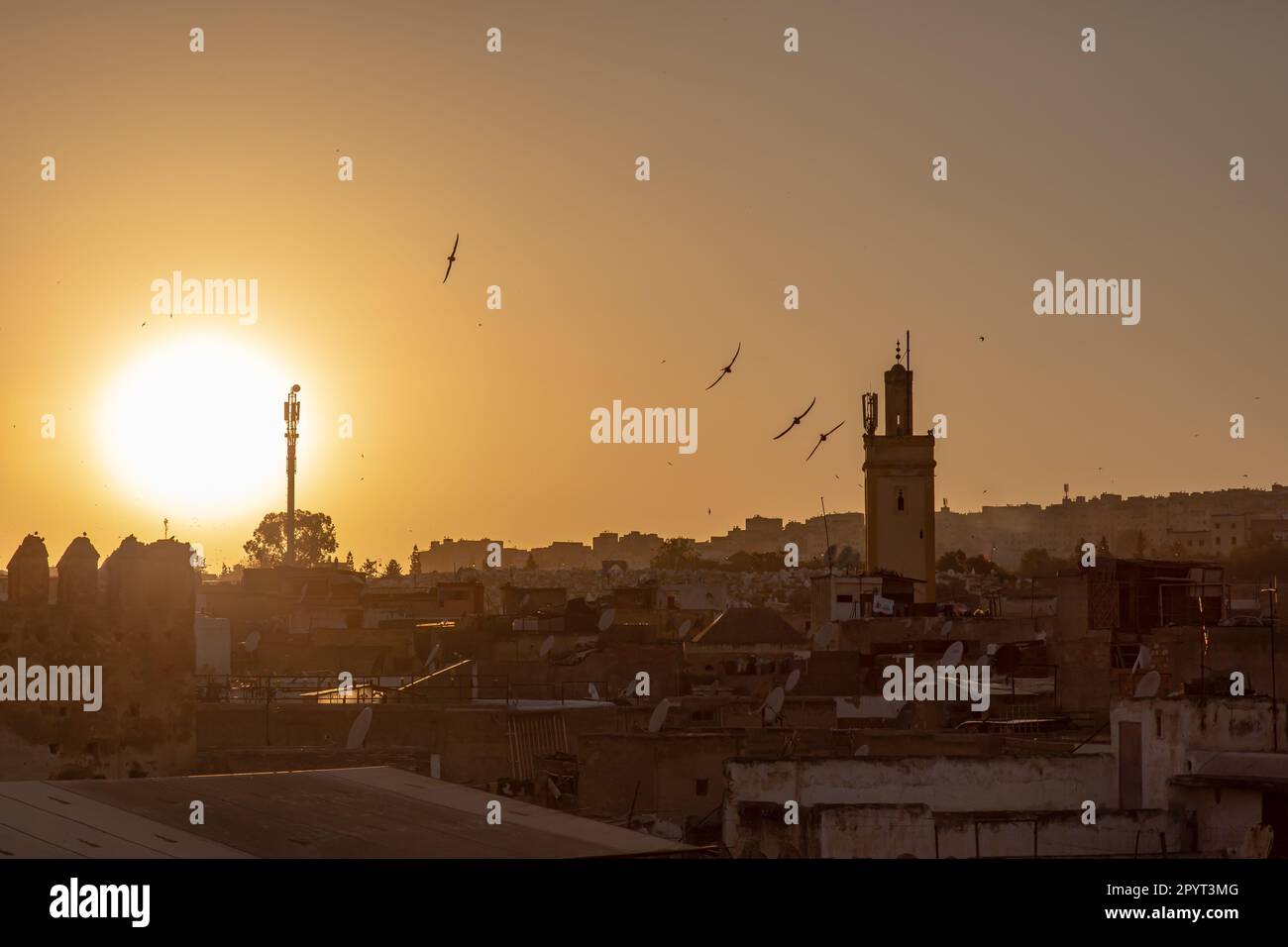 Fez, Morocco 2022: panoramic sunset view on Fes el-Bali, old medina ...