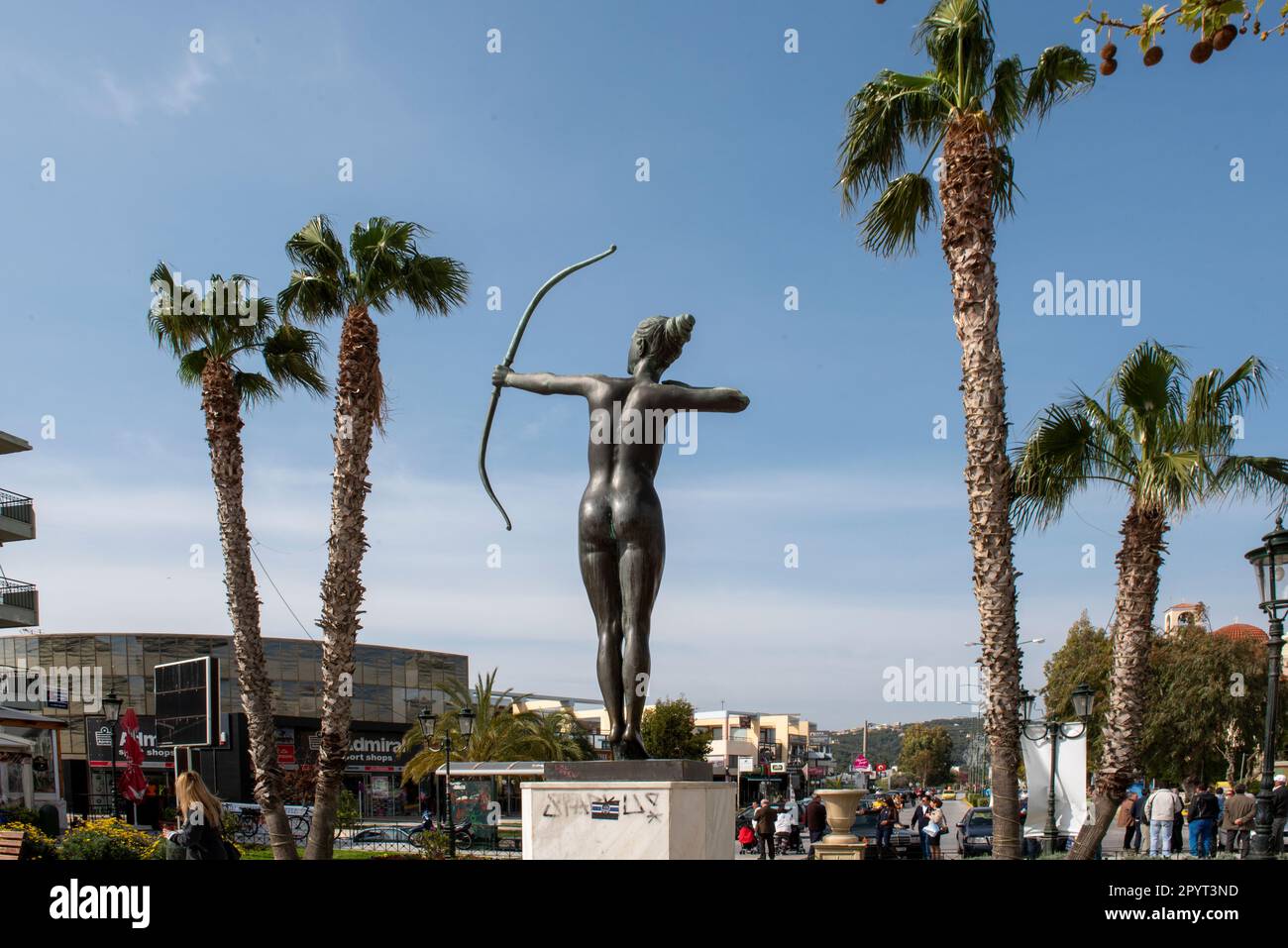 view of Rafina town from central square, Greece Stock Photo - Alamy
