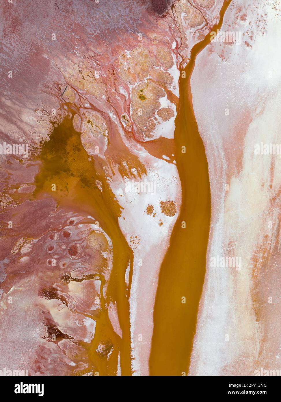 Aerial view of flow patterns in an outback salt lake near Goyder in ...