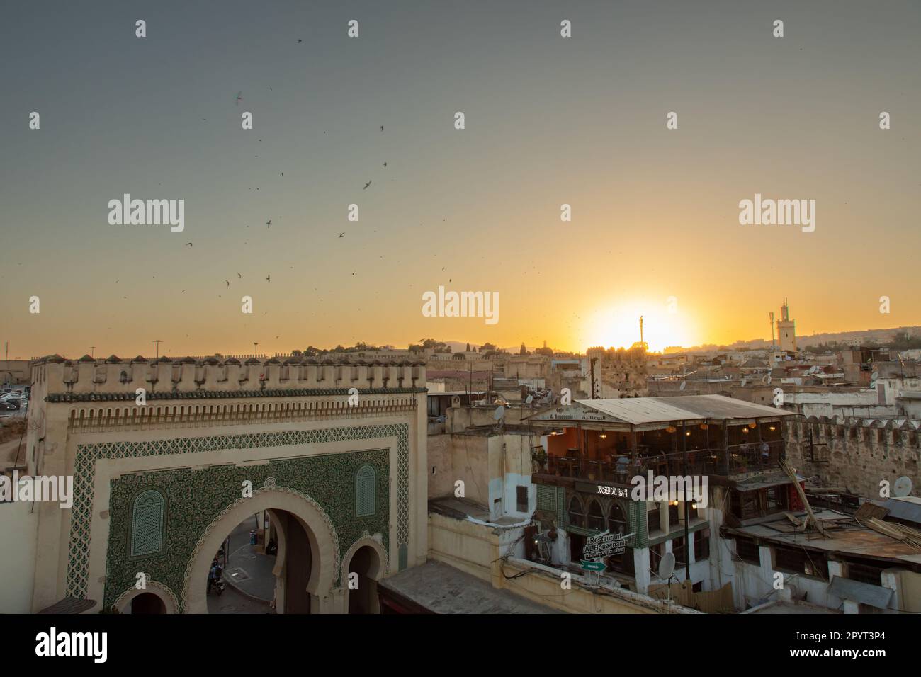 Fez, Morocco 2022: panoramic sunset view on Fes el-Bali, old medina ...