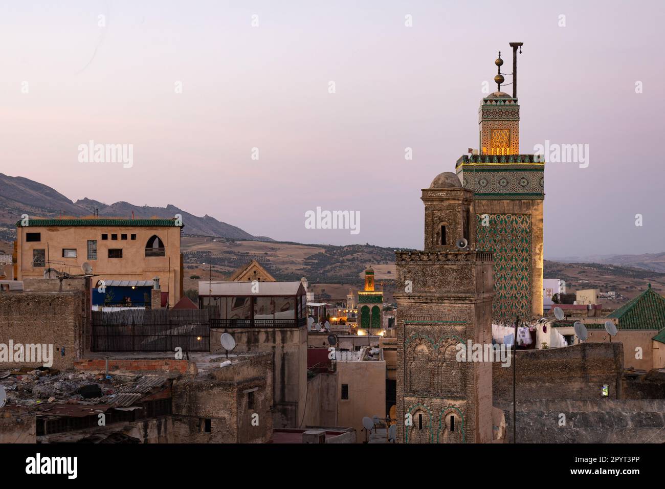 Fez, Morocco 2022: panoramic sunset view on Fes el-Bali, old medina ...