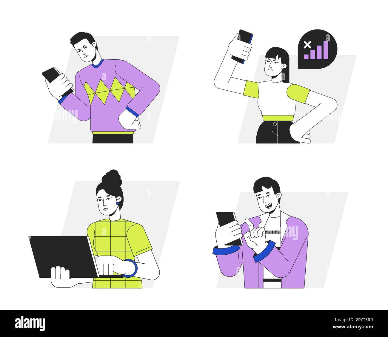 Gadgets use in daily life flat line vector spot illustration set Stock ...