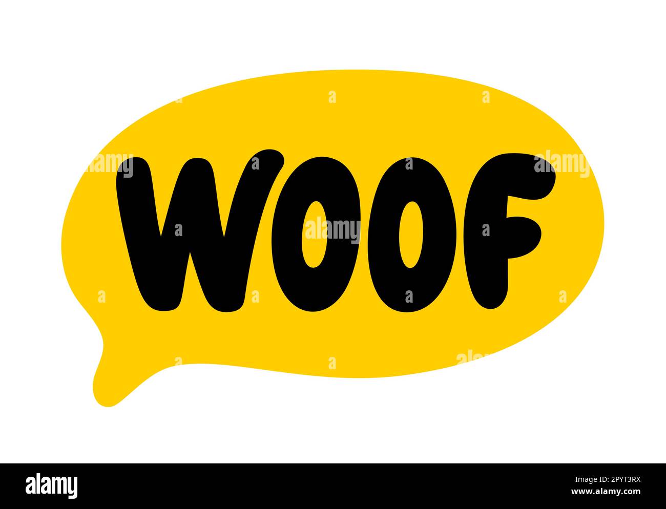 WOOF text. Vector word Woof dog sound. Speech bubble logo. Printable ...