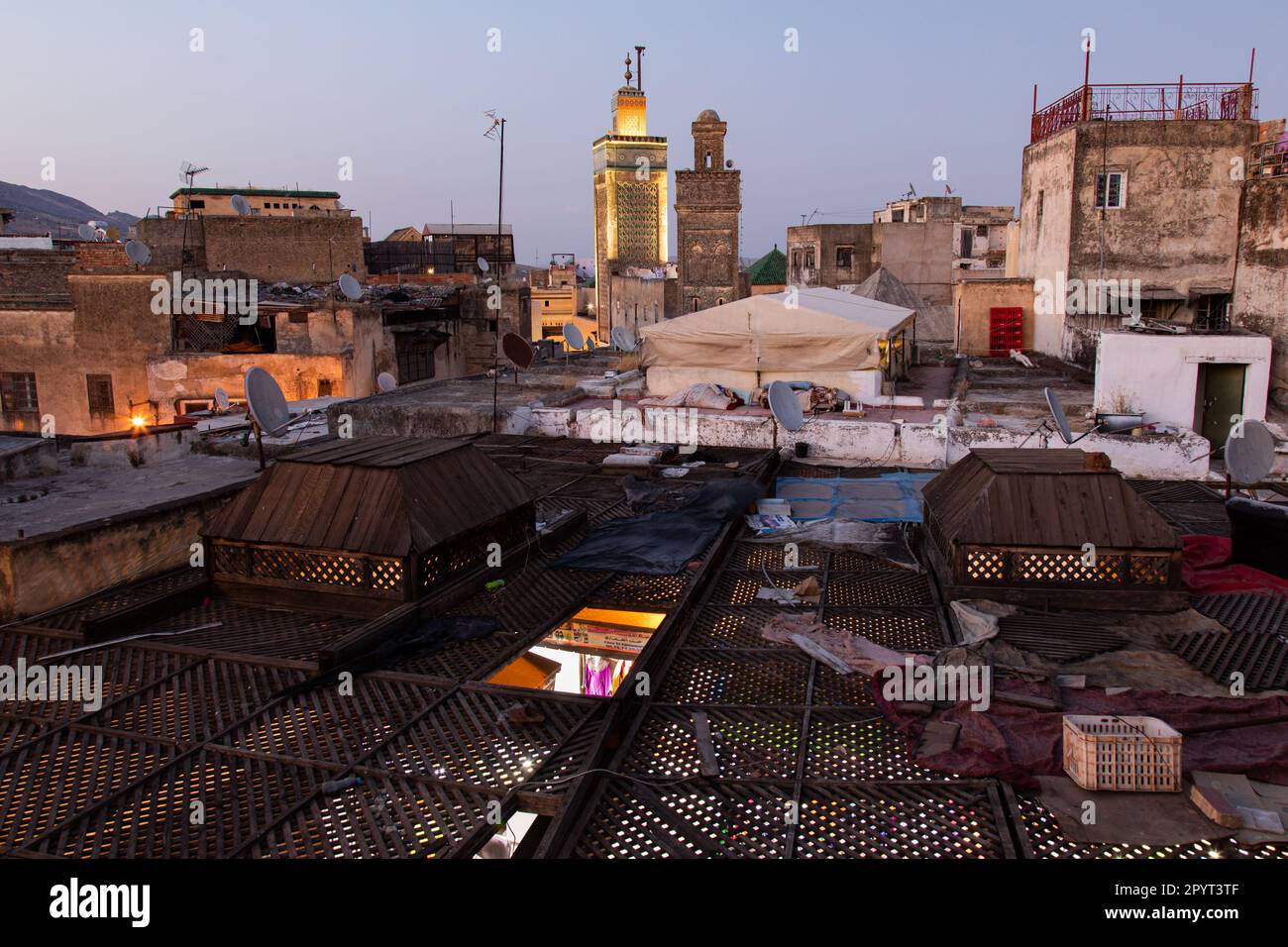 Fez, Morocco 2022: night view of historical and traditional narrow ...