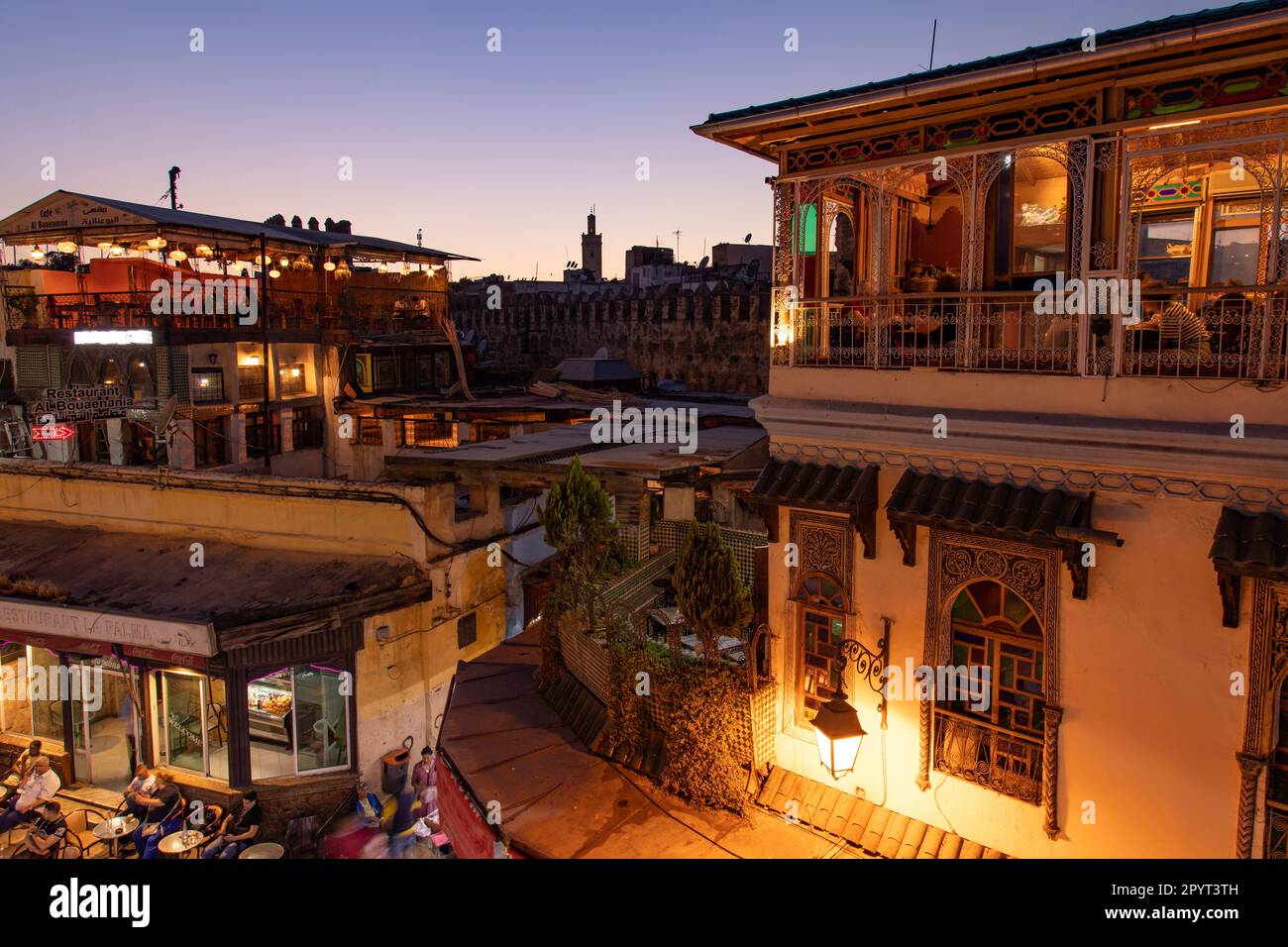 Fez, Morocco 2022: night view of historical and traditional narrow ...