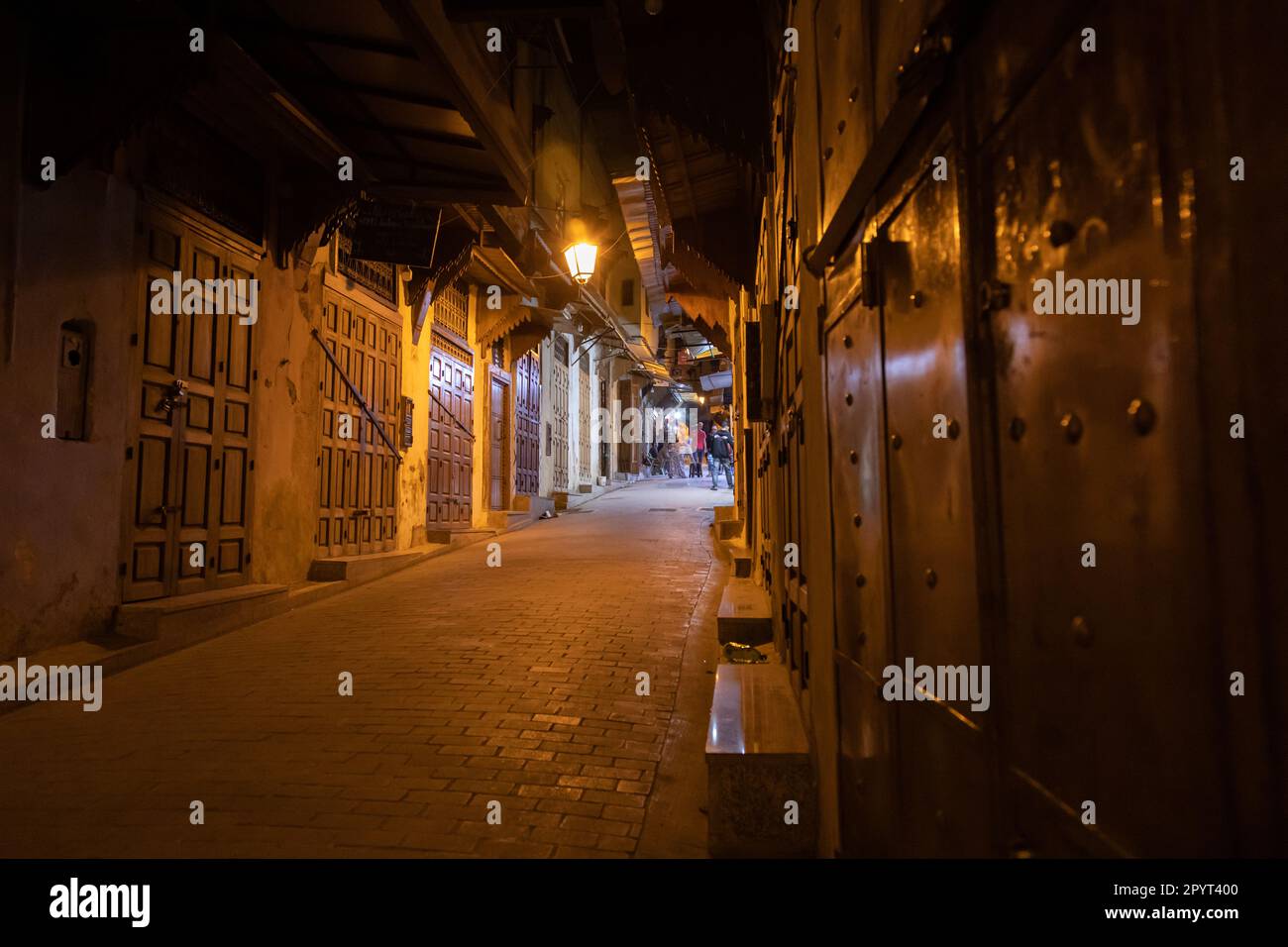 Fez, Morocco 2022: night view of historical and traditional narrow ...