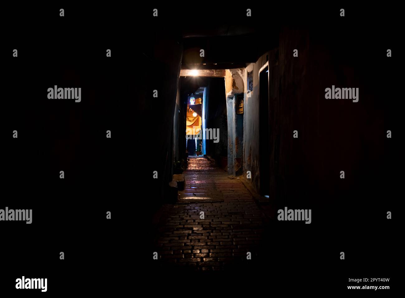 Fez, Morocco 2022: night view of historical and traditional narrow ...