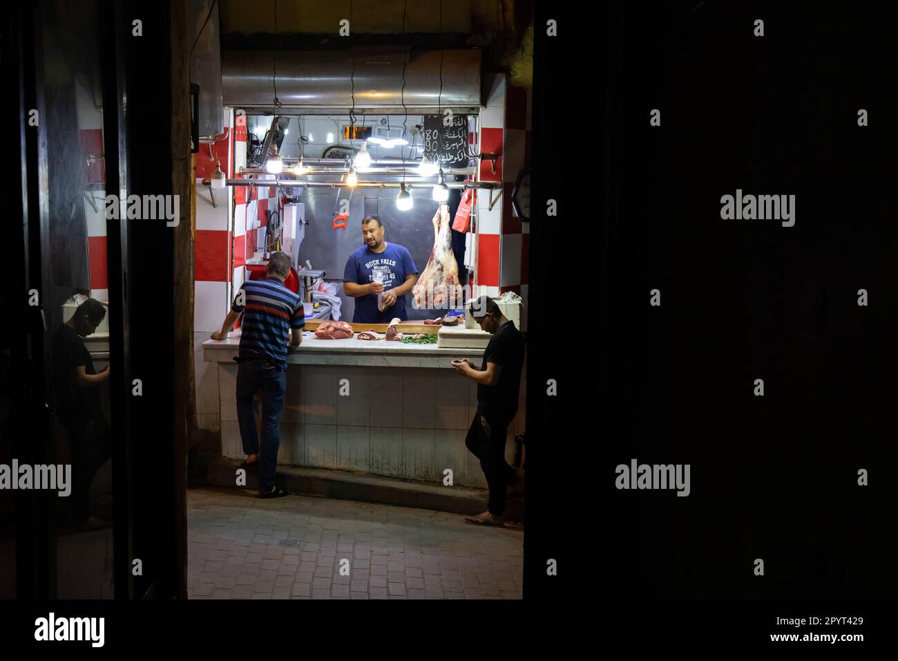 Fez, Morocco 2022: night view of historical and traditional narrow ...
