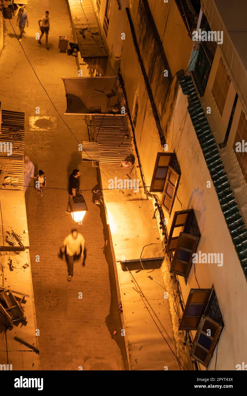 Fez, Morocco 2022: night view of historical and traditional narrow ...
