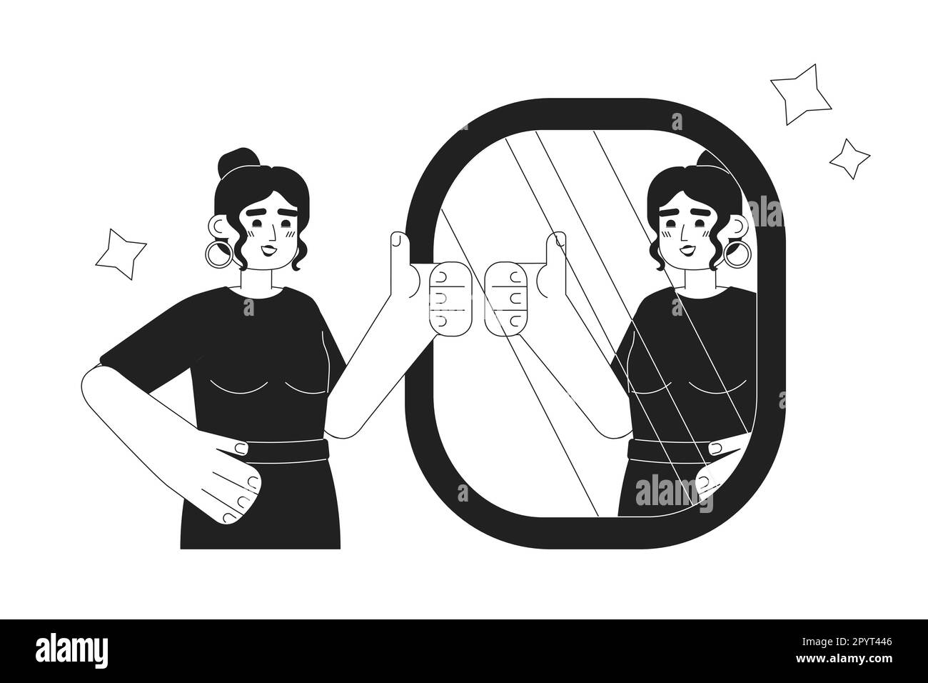 Mirror affirmations monochrome concept vector spot illustration Stock ...