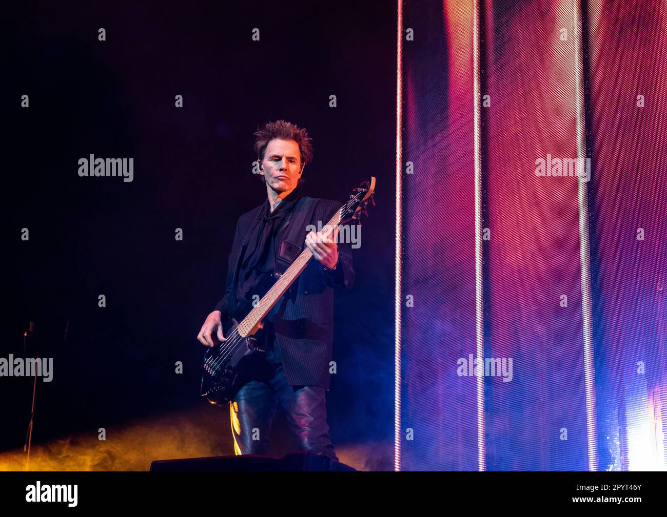 Leeds, UK. 4th May, 2023. John Taylor, bassist of British band Duran ...