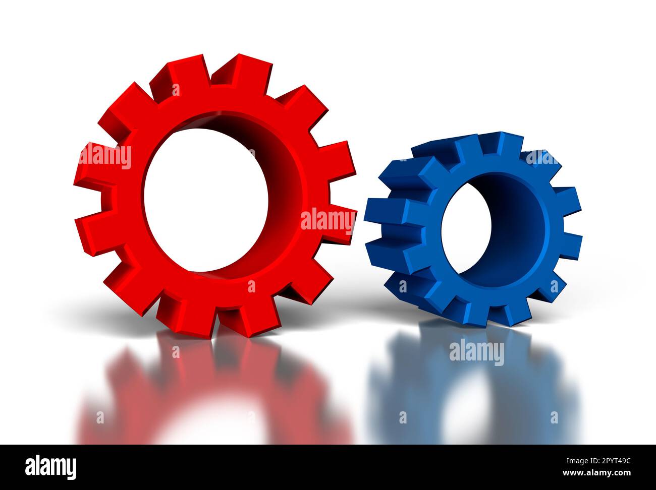 two gears on white background Stock Photo - Alamy