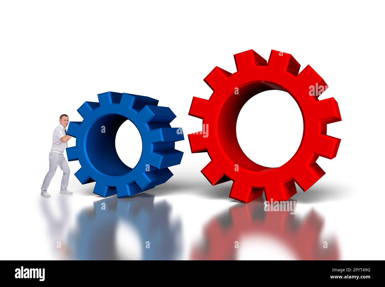 Teamwork concept businessman pushing hi-res stock photography and ...