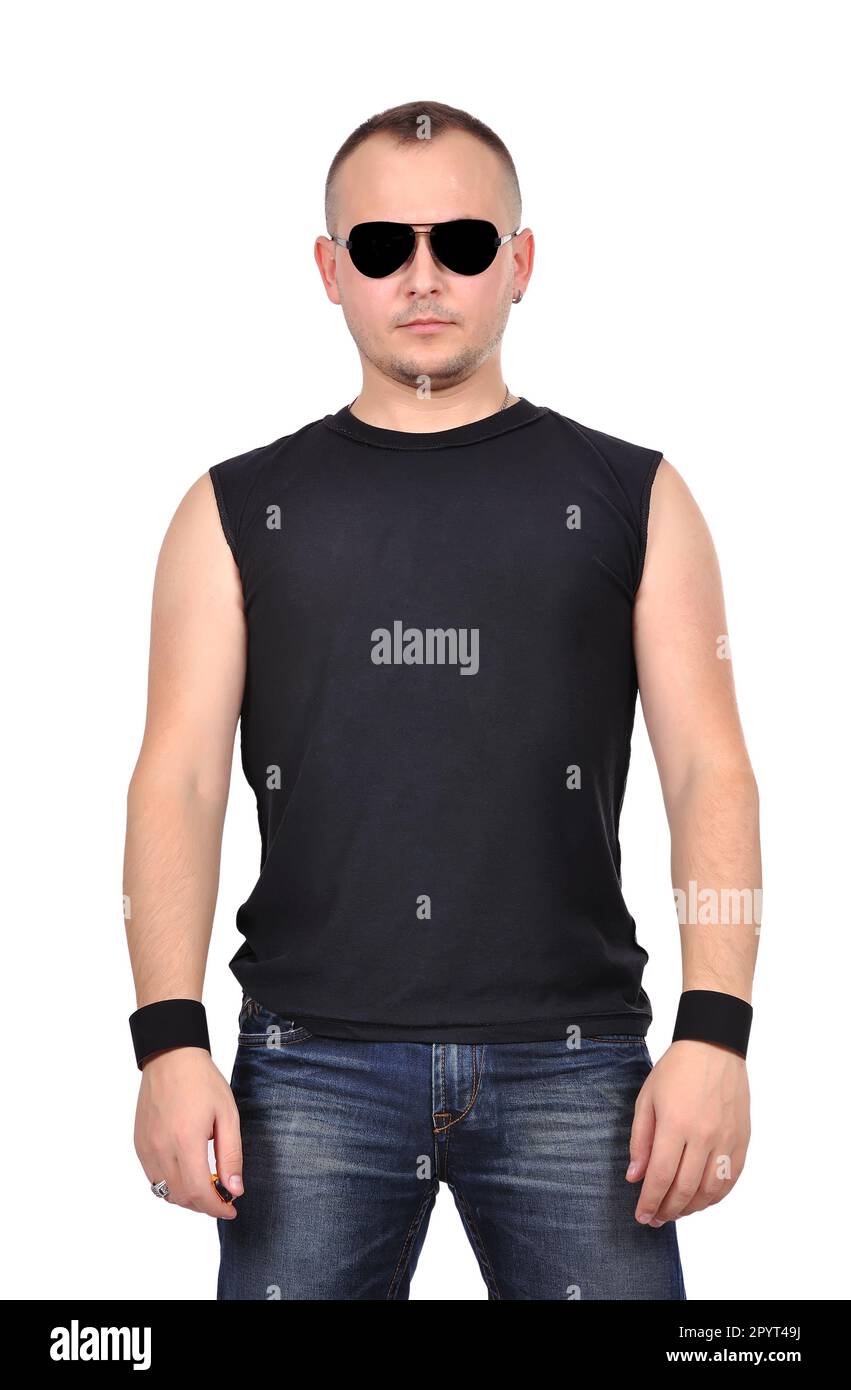 portrait of rocker boy, on white background Stock Photo - Alamy