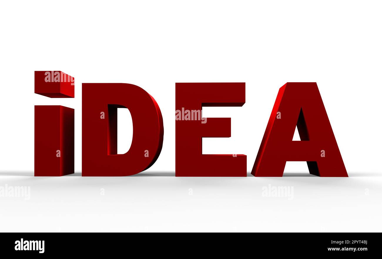 Word Idea Written by Red Letters Isolated on White background Stock ...