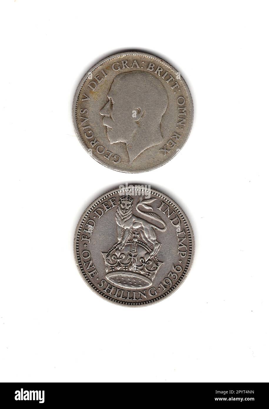 King George V vintage shilling coin from Great Britain showing the ...