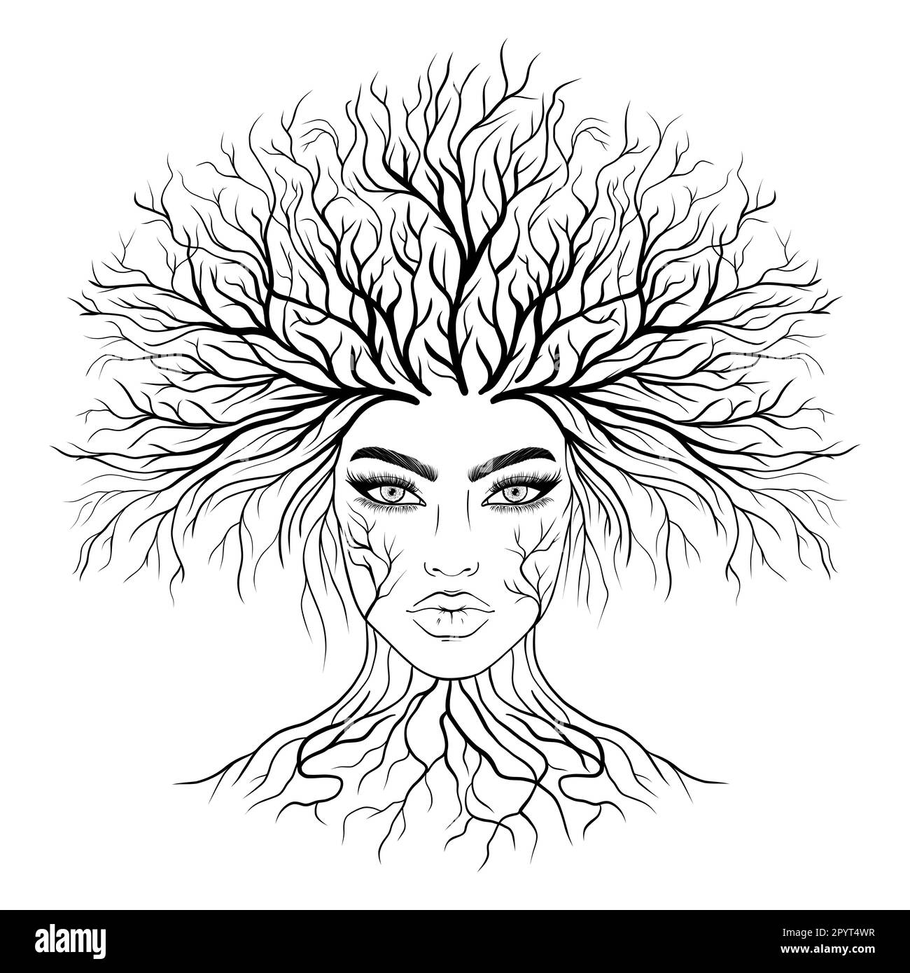 woman with a growing tree on her head Stock Vector Image & Art - Alamy