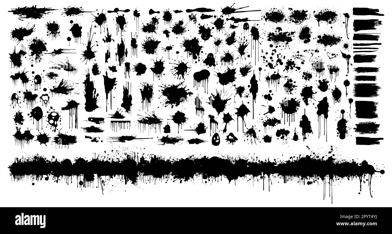 Black ink spots set on white background. Ink illustration Stock Vector ...