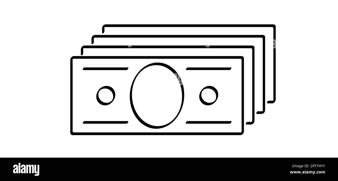 Cartoon bundle paper money icon or logo. Vector money notes or money ...