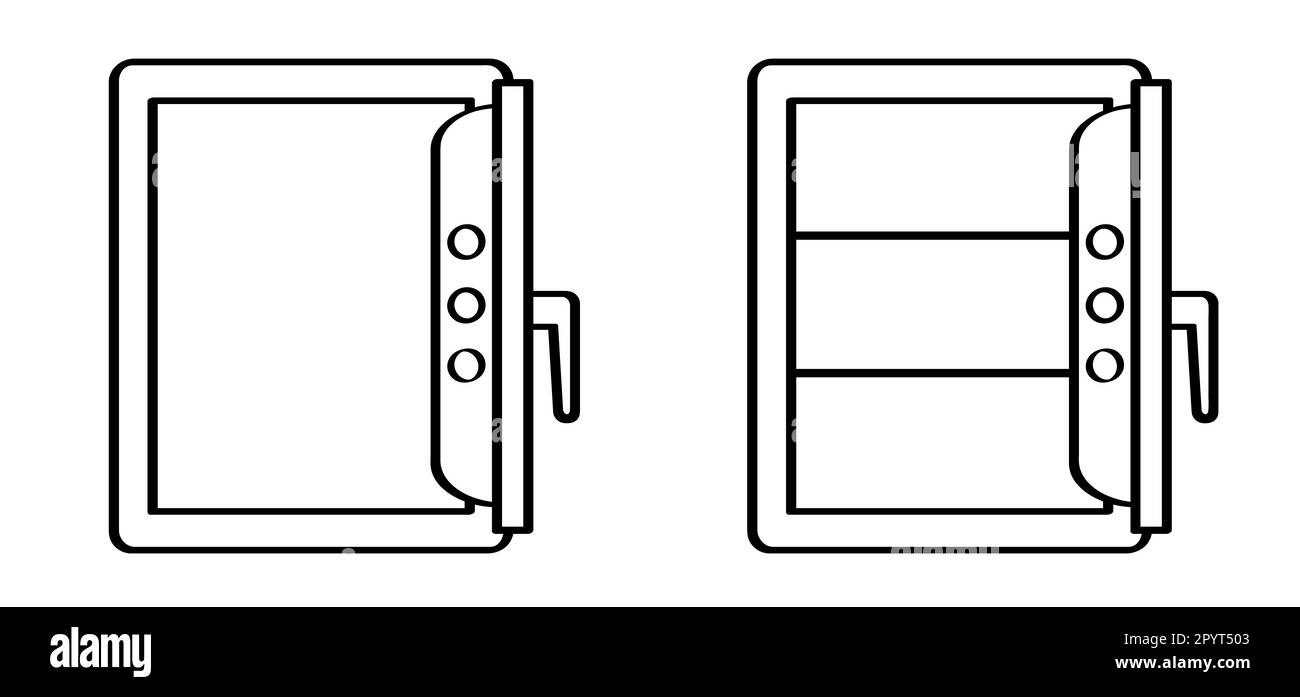 Cartoon safe box or safe lock. Vector safe deposit handle. Free or open ...