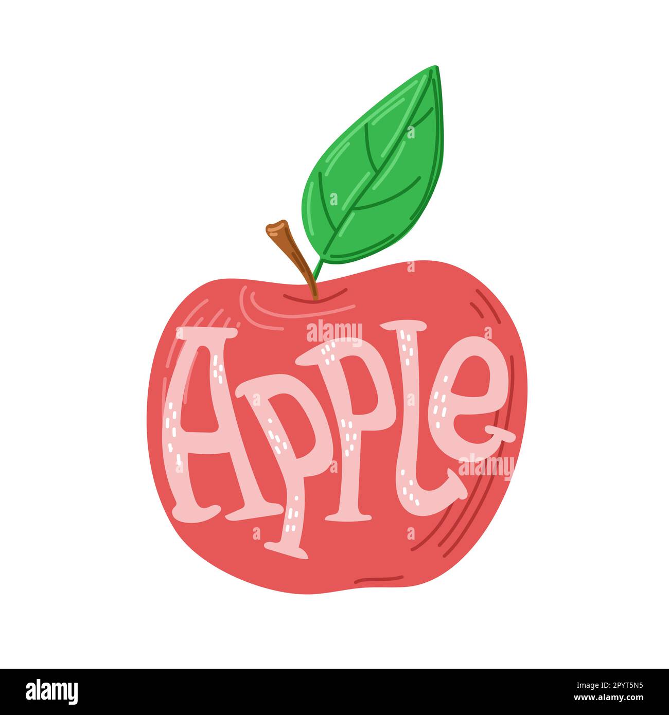 Apple with lettering. Vector hand drawn illustration Stock Vector Image ...