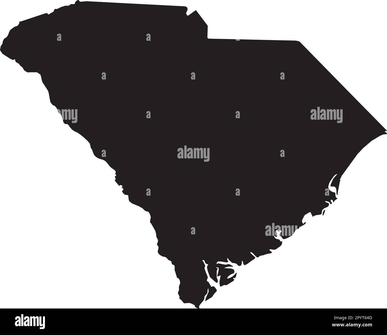 BLACK CMYK color map of SOUTH CAROLINA, USA Stock Vector Image & Art ...