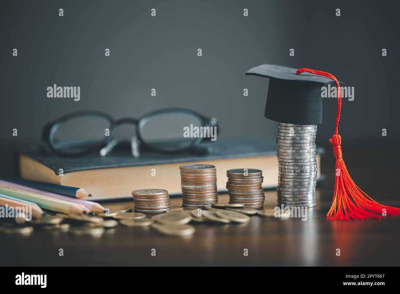 Saving money coin with banking investment, finance education concept ...