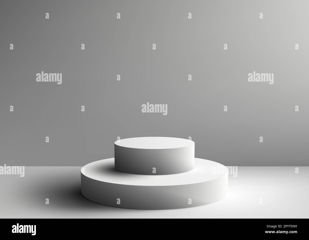 3D realistic empty white podium stand platform steps display layer on ...