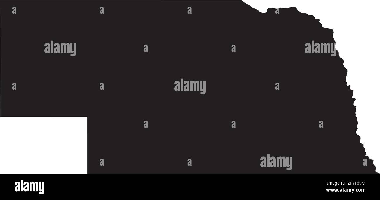 BLACK CMYK color map of NEBRASKA, USA Stock Vector Image & Art - Alamy