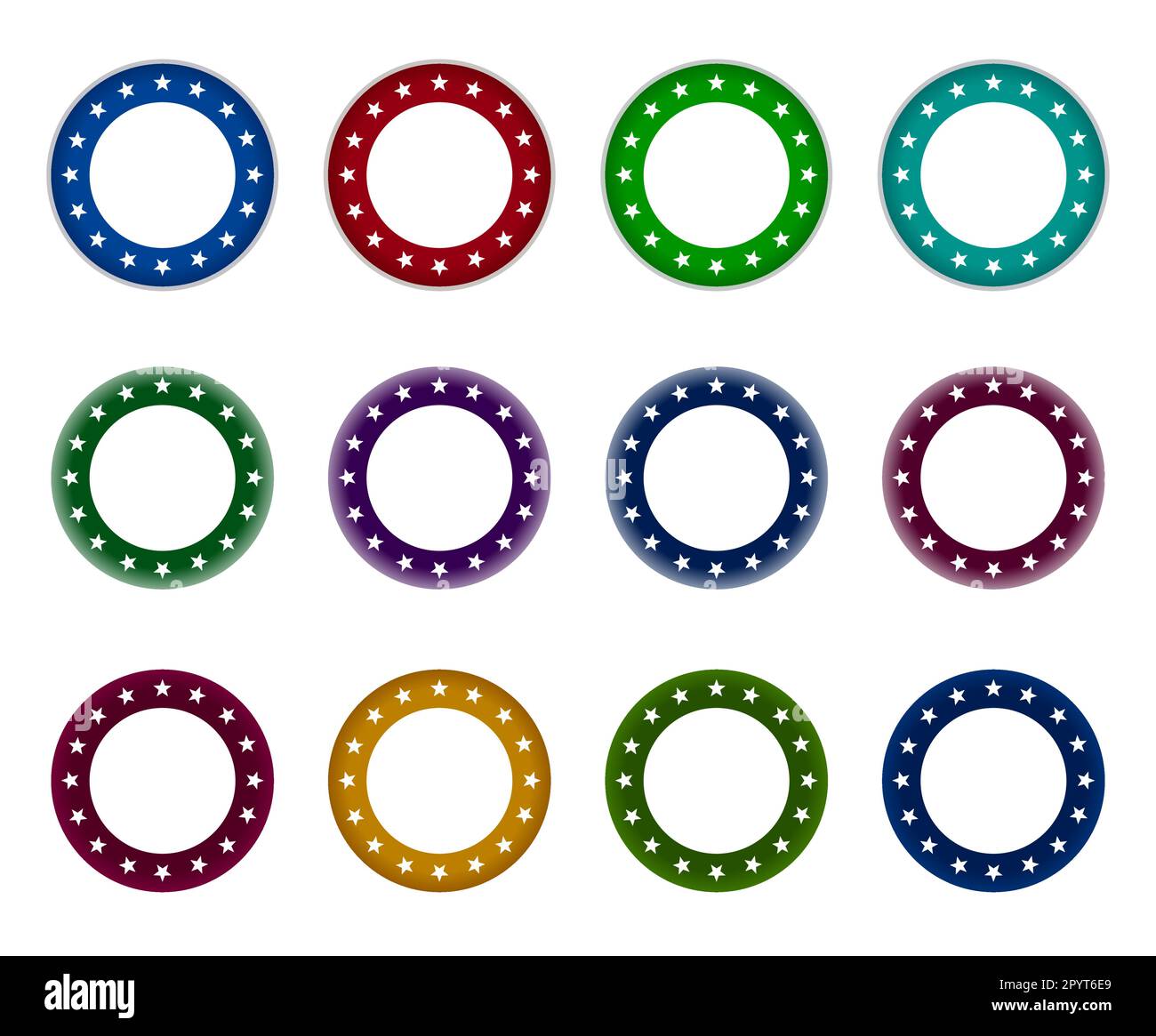 Collection of Round Label Border Frames. Colorful Badge Circle With ...