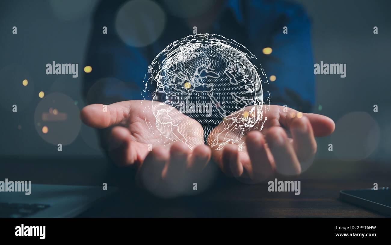 Big data analytics and business intelligence concept. Business person ...