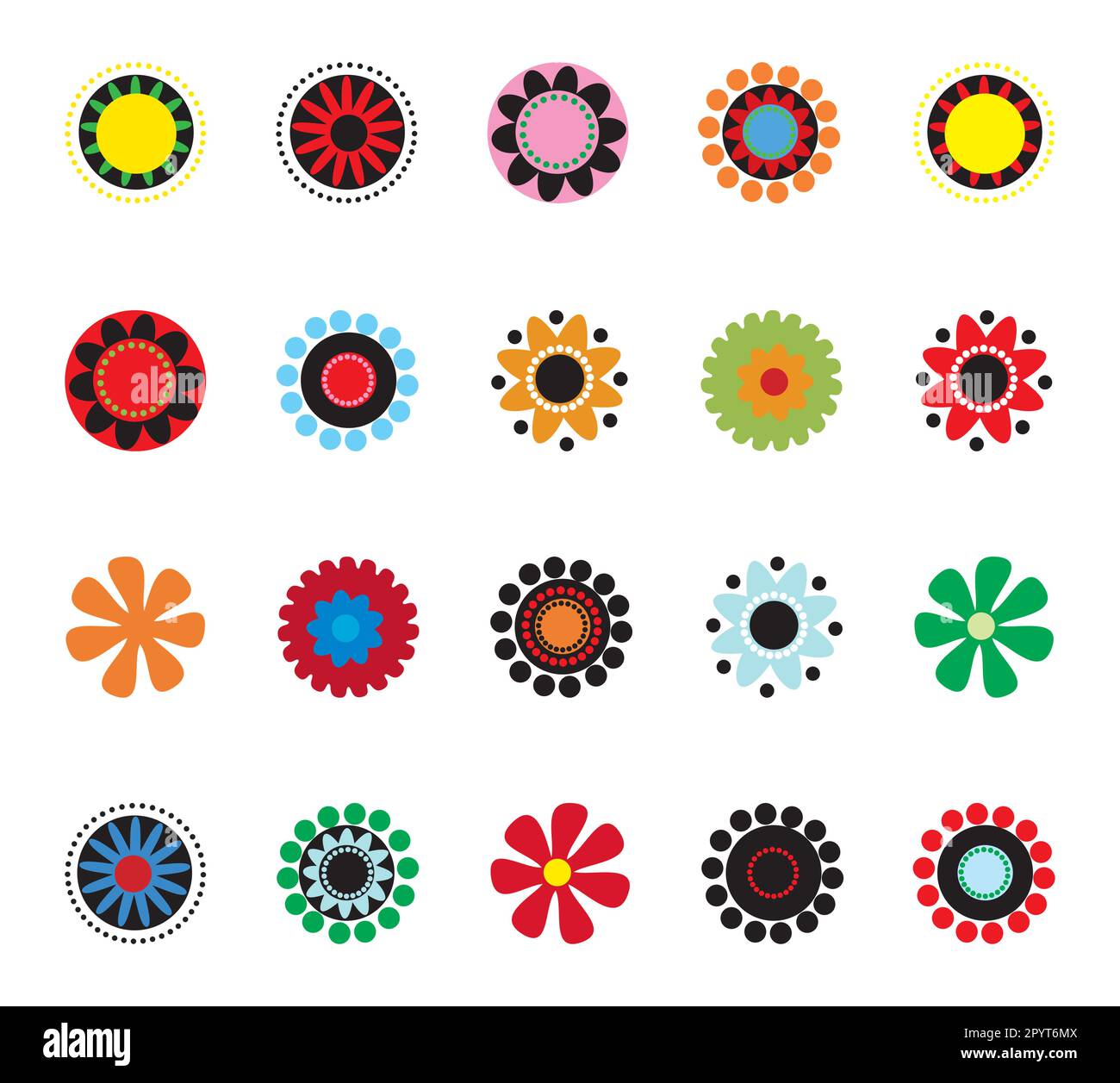 Colorful Flower Icon. Geometric Flower Collection Vector Illustration ...