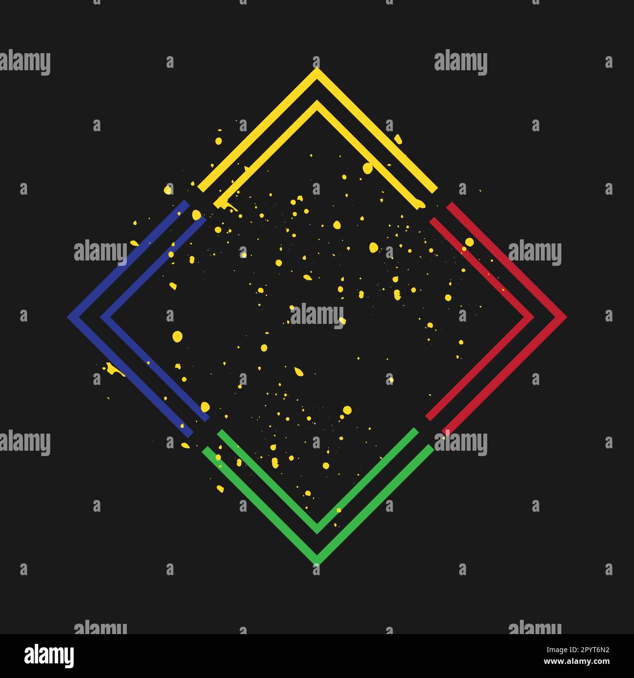 Minimal Colorful Square Frame With Yellow Ink Splatter Stock Vector ...