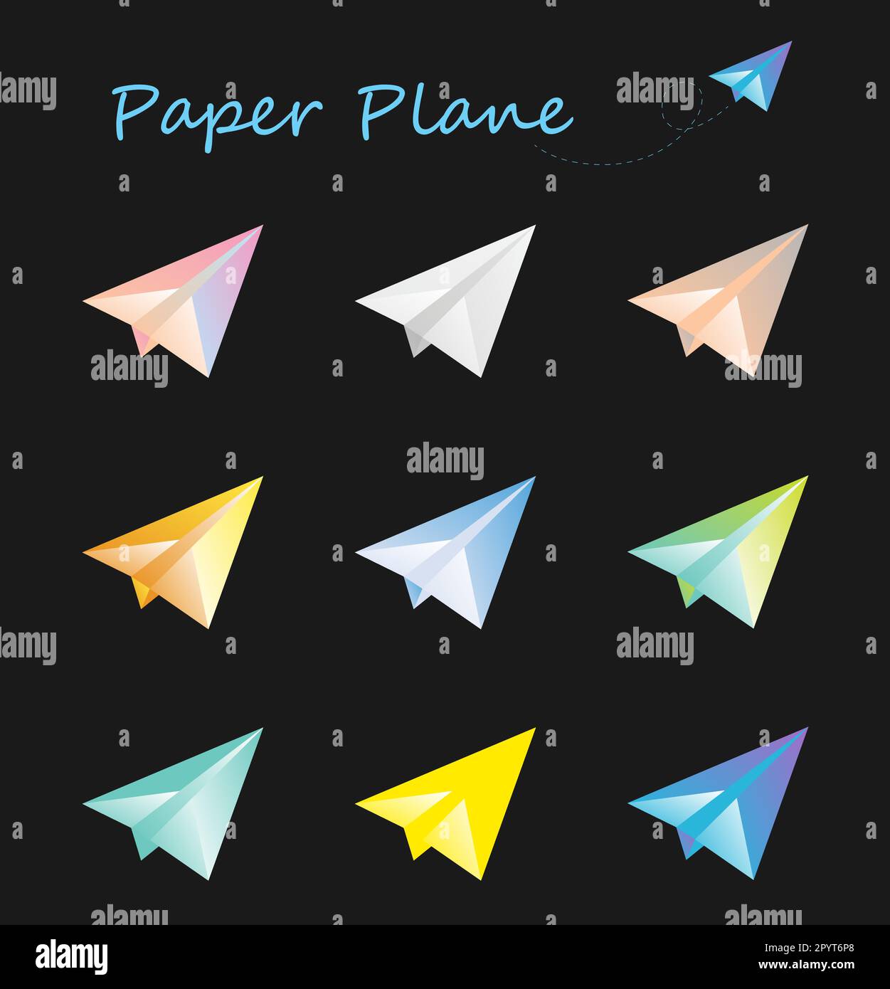 Paper Plane Icon. Colorful Origami Airplane Set. Message Sending Icon ...