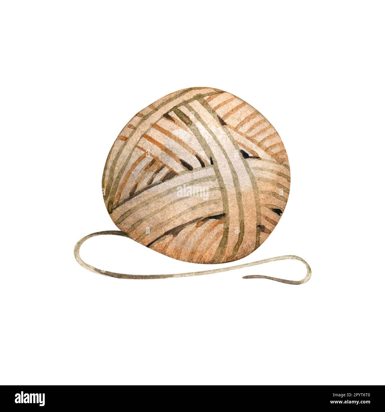 Ball of yarn on a white background. Watercolor illustration element for ...