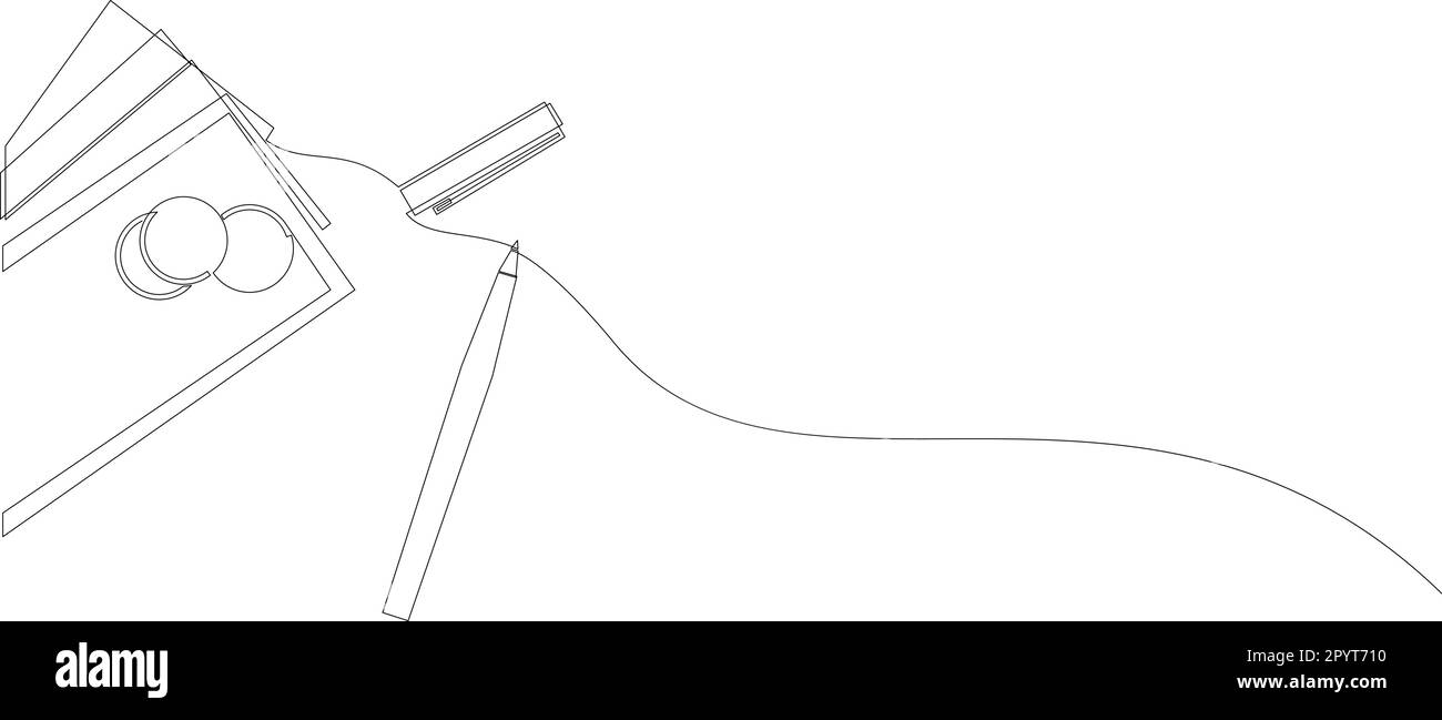 Single one line drawing of money and pen, corporate finance concept ...