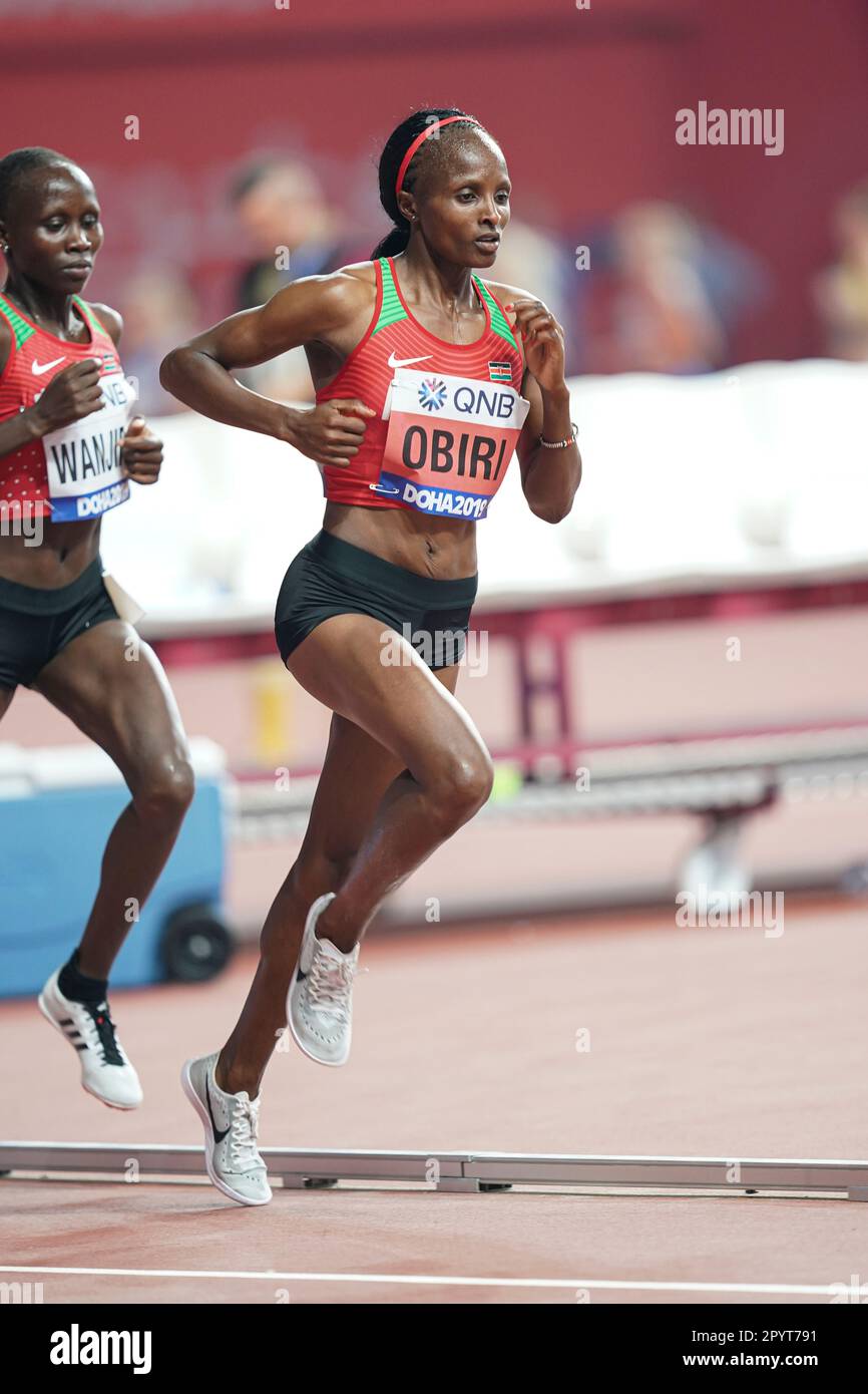 Hellen Obiri running the 10.000 m at the 2019 World Athletics ...