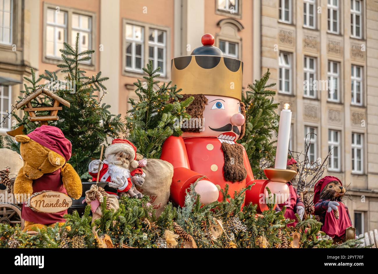 Nutcracker decoration at the Striezelmarkt Christmas Market in Dresden ...