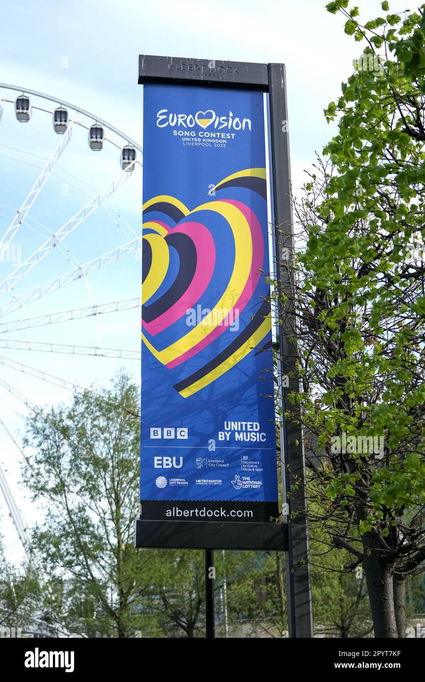 Eurovision Song Contest 2023 flag in Liverpool Stock Photo - Alamy