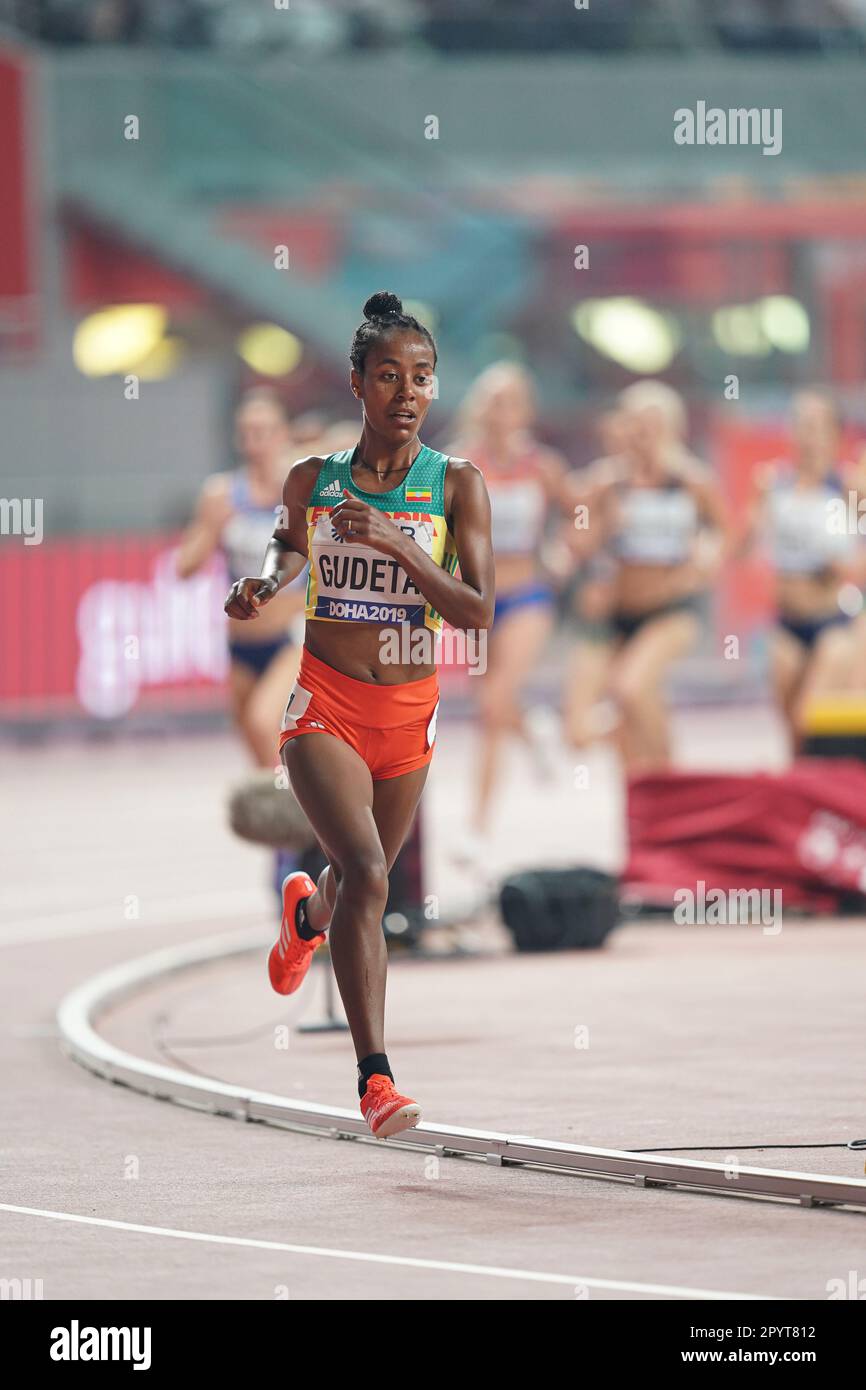 Netsanet Gudeta running the 10.000 m at the 2019 World Athletics Championships in Doha Stock ...