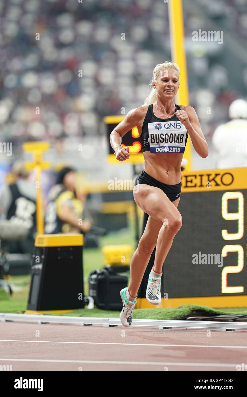 Camille Buscomb running the 10.000 m at the 2019 World Athletics ...