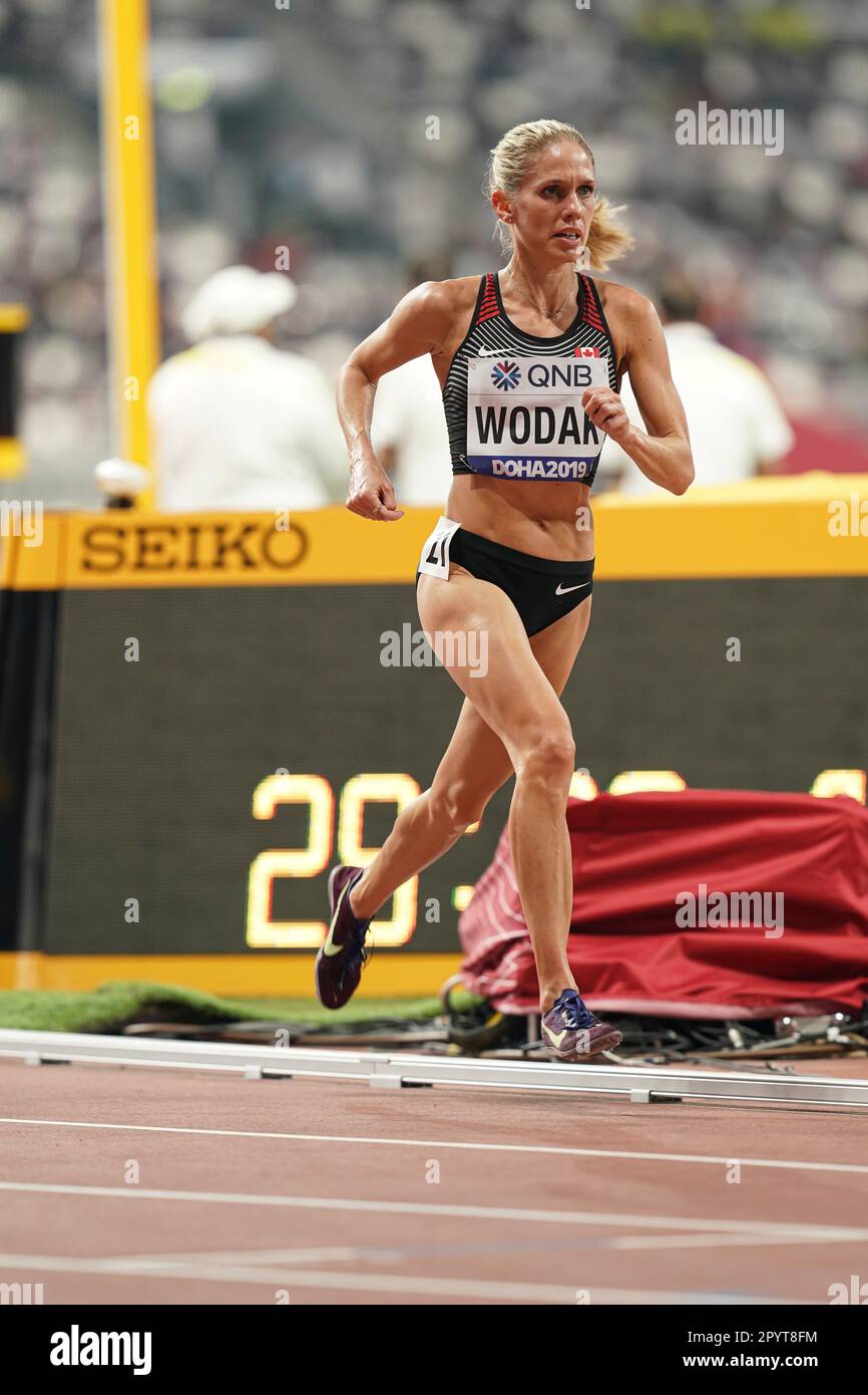 Natasha Wodak running the 10.000 m at the 2019 World Athletics ...