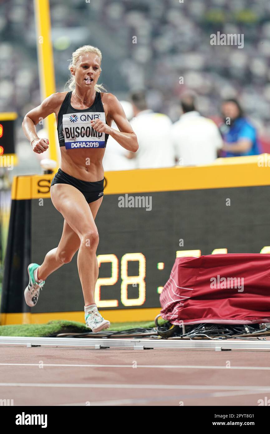 Camille Buscomb running the 10.000 m at the 2019 World Athletics ...