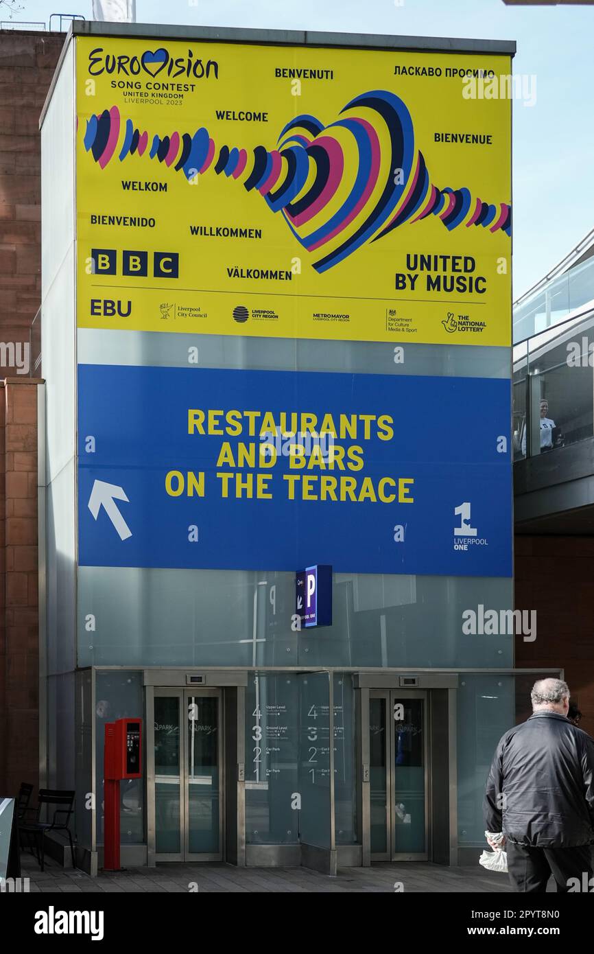 Eurovision Song Contest 2023 sign in Liverpool Stock Photo - Alamy