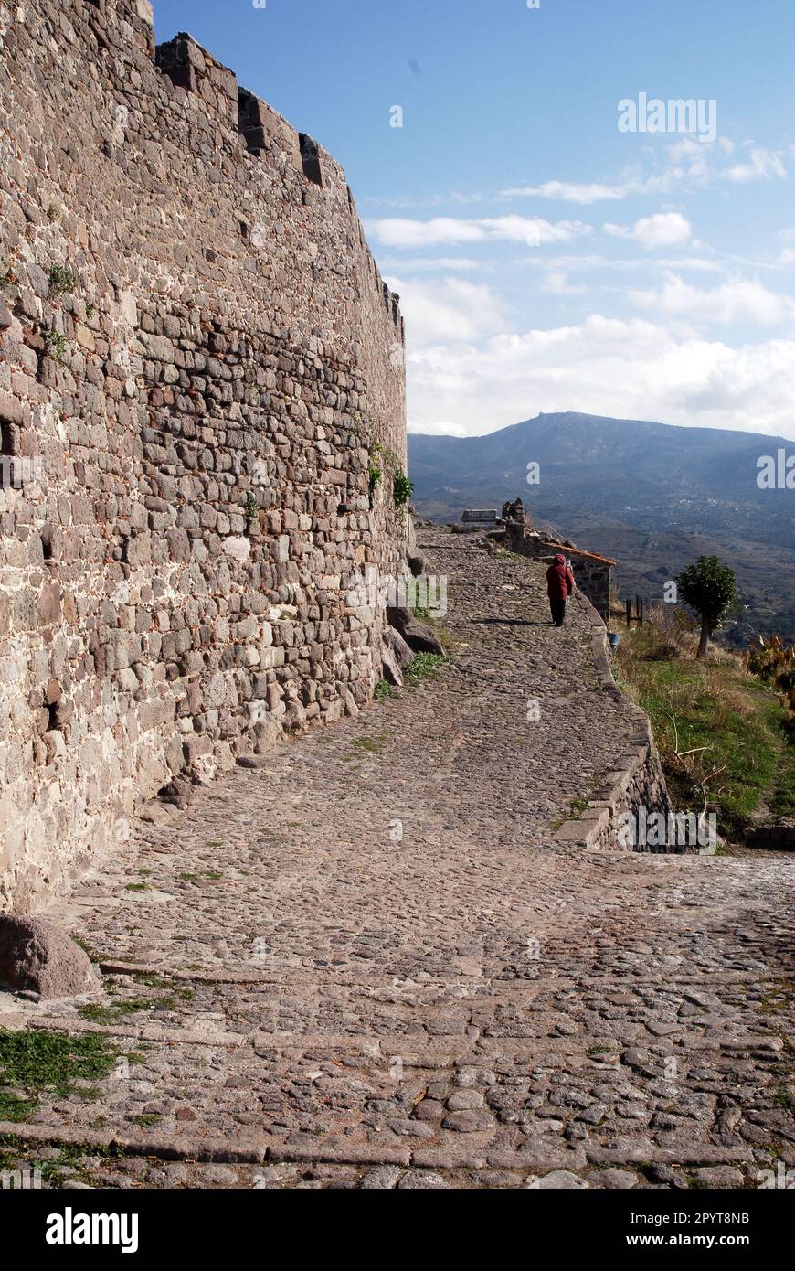 Greece, Northeastern Aegean, Lesvos island Molyvos town and castle ...