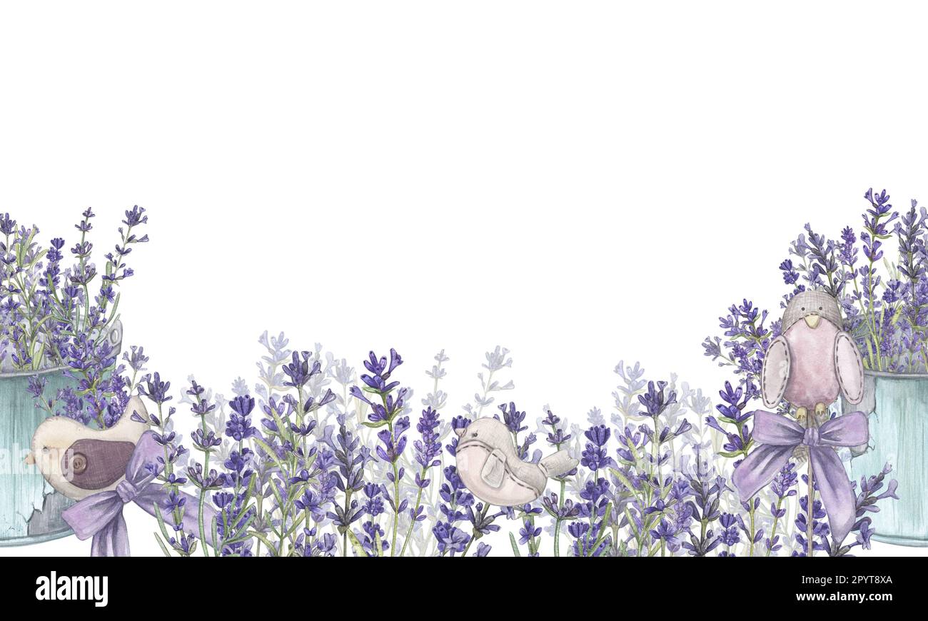 Rectangular seamless banner with lavender and a place for the text ...