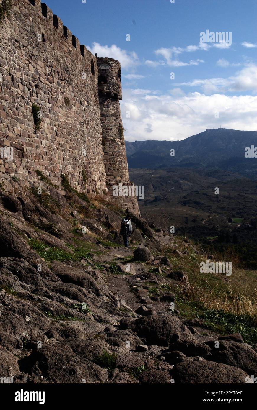 Greece, Northeastern Aegean, Lesvos island Molyvos town and castle ...
